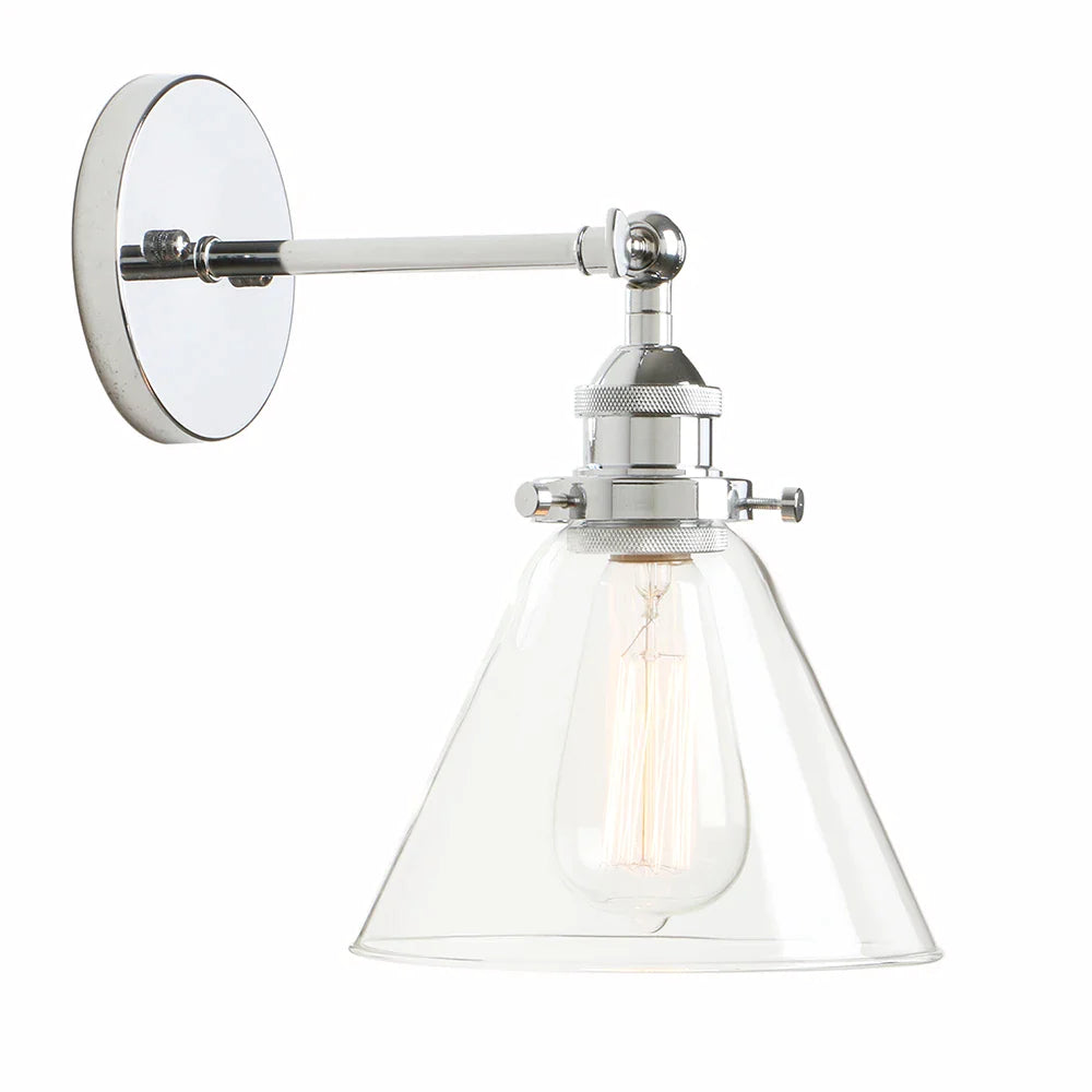 Afralia™ Funnel Glass Shade Wall Sconce Light Fixture - Modern Metal L