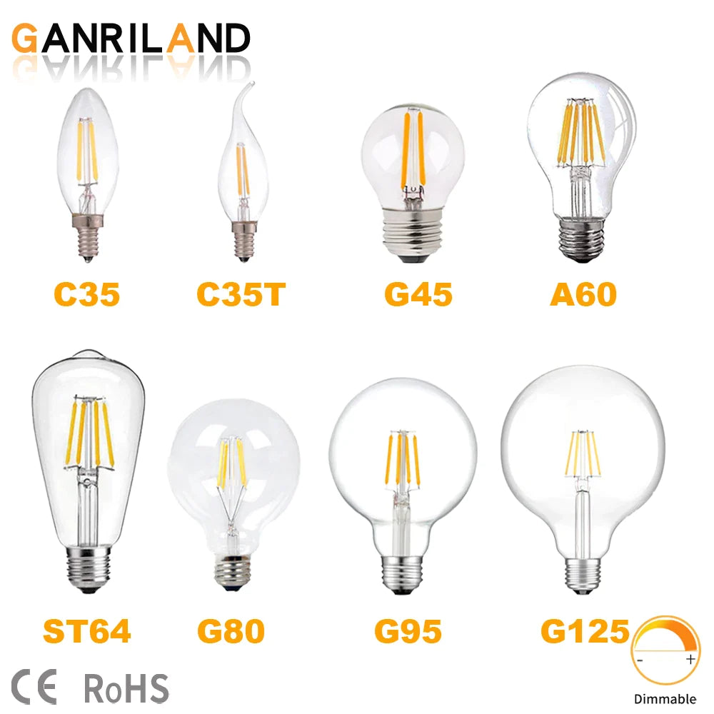 Afralia™ LED Filament Light Bulb Set - Vintage Glass Bulb Collection
