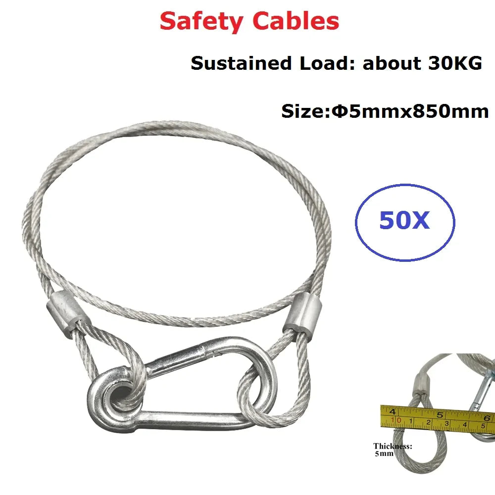 Afralia™ Stage Light Safety Cables 85CM - Set of 50 Units, 30KG Capaci