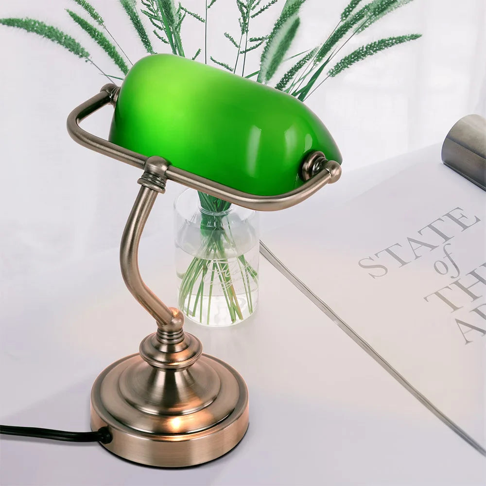 Afralia™ Retro G9 Mini Green Glass Table Lamp for Office, Library, and