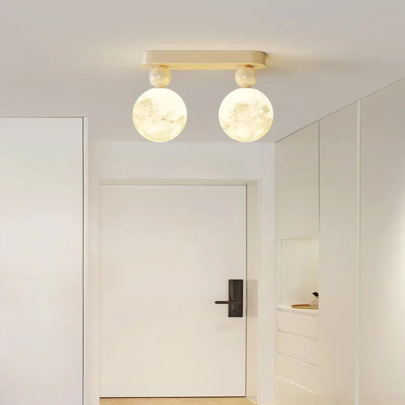 Afralia™ LED Ceiling Moon Wall Lamp Minimalist Bedroom Lighting Fixtur