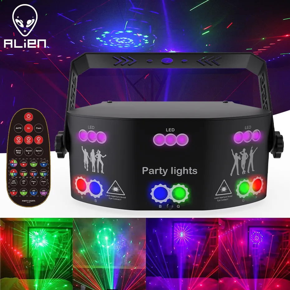 Afralia™Alien 15-Eye RGB Laser Light Projector for DJ Stage Party Ligh