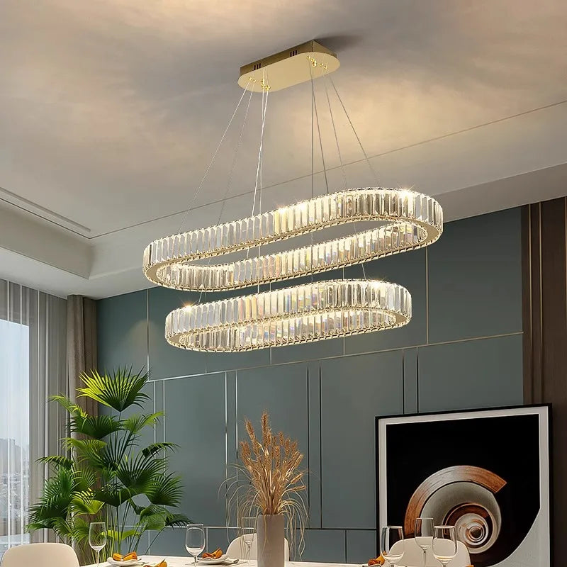 Afralia™ Crystal Chandelier: Modern Living & Dining Room Pendant Light