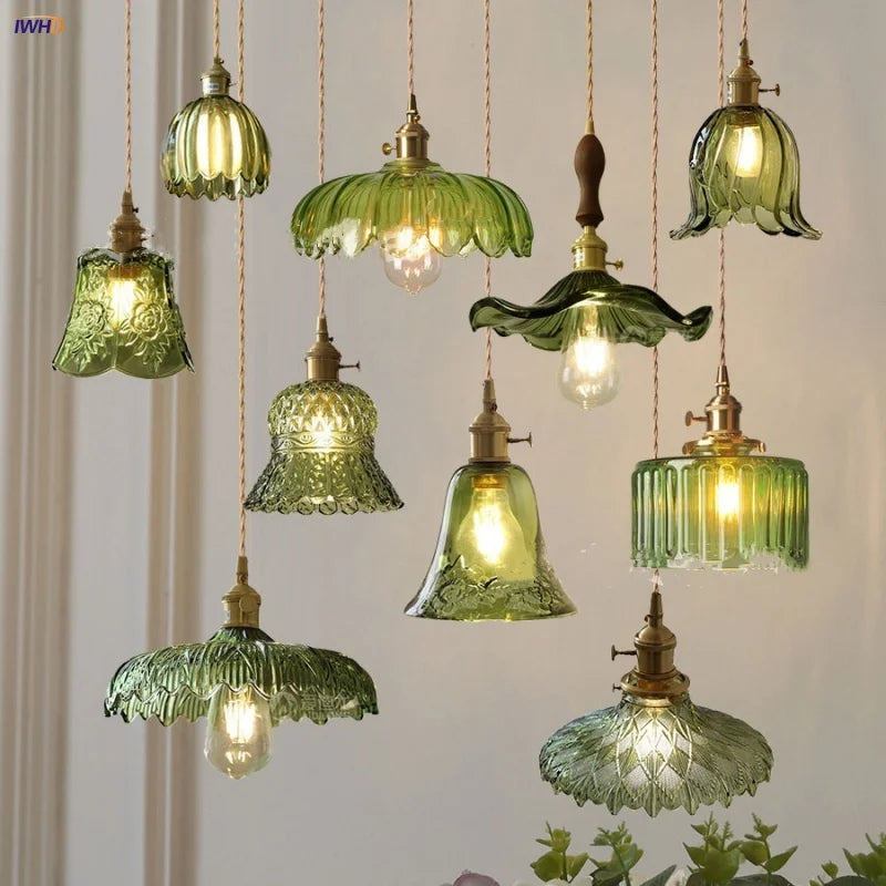 Afralia™ Nordic Glass Pendant Light with LED, Coffee Living Room Balco