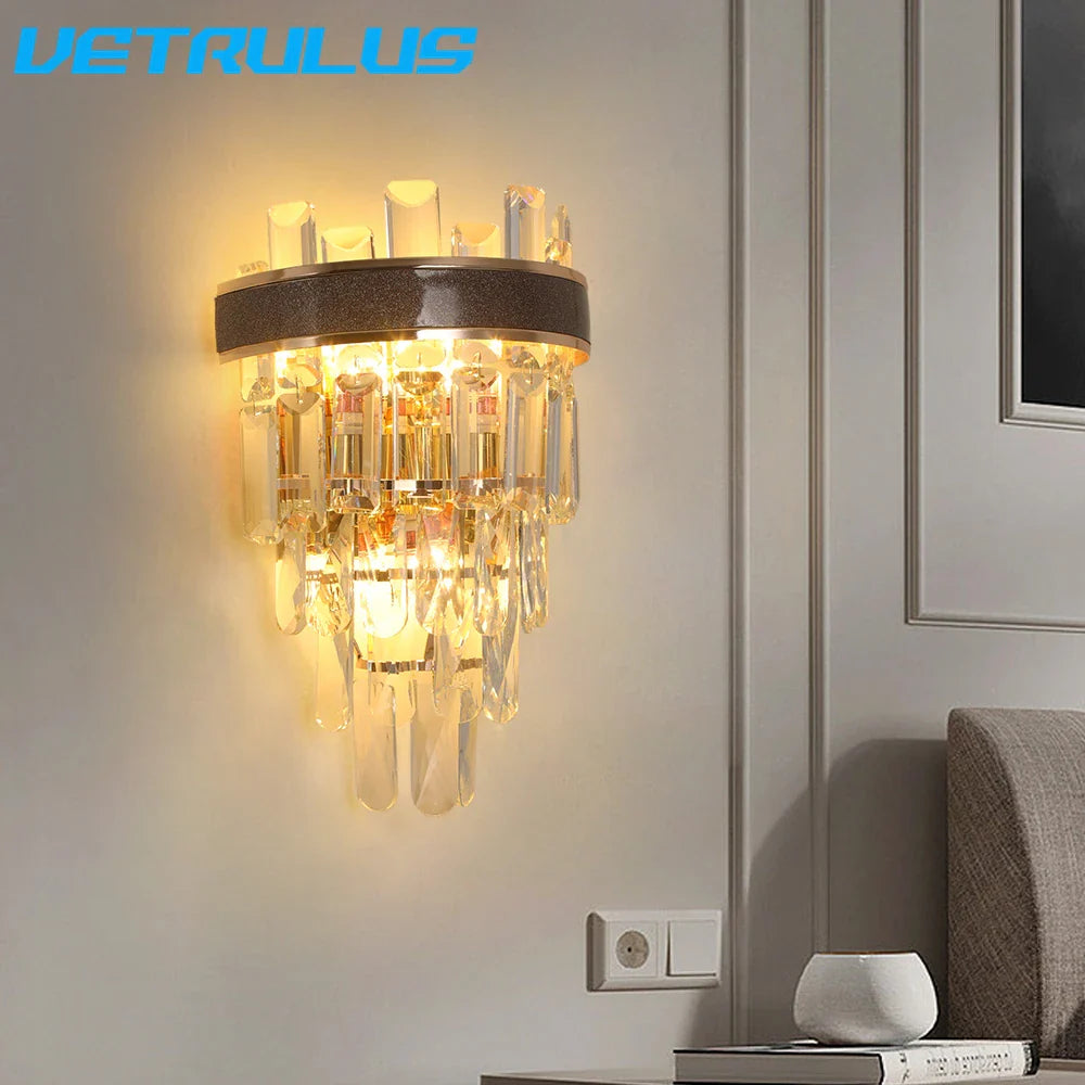 Afralia™ Crystal LED Wall Light Modern Elegant Design for Living Room