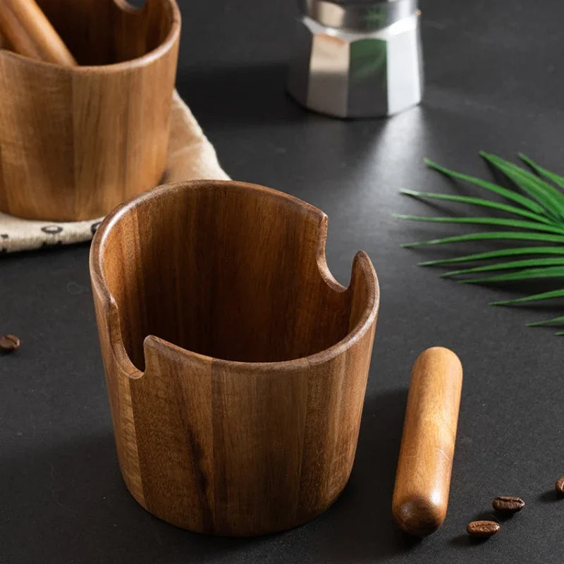 Afralia™ Wood Coffee Grounds Barrel Knock Bucket for Barista, Espresso