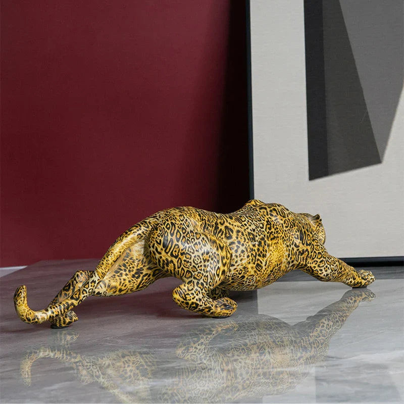 Afralia™ Leopard Resin Statue: Modern Africa Wildlife Panther Sculptur