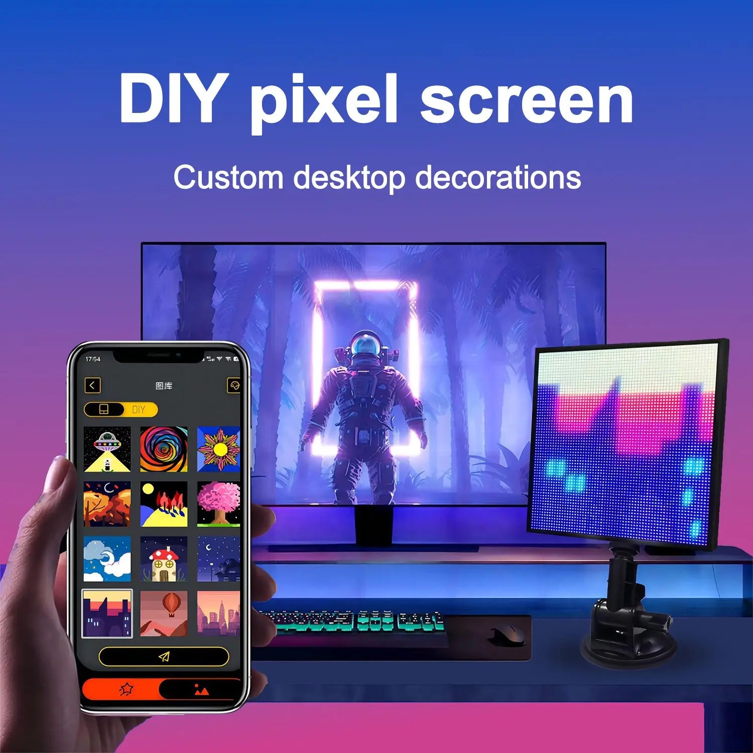 Afralia™ Smart LED Pixel Display Screen for Gaming Room Decoration & C