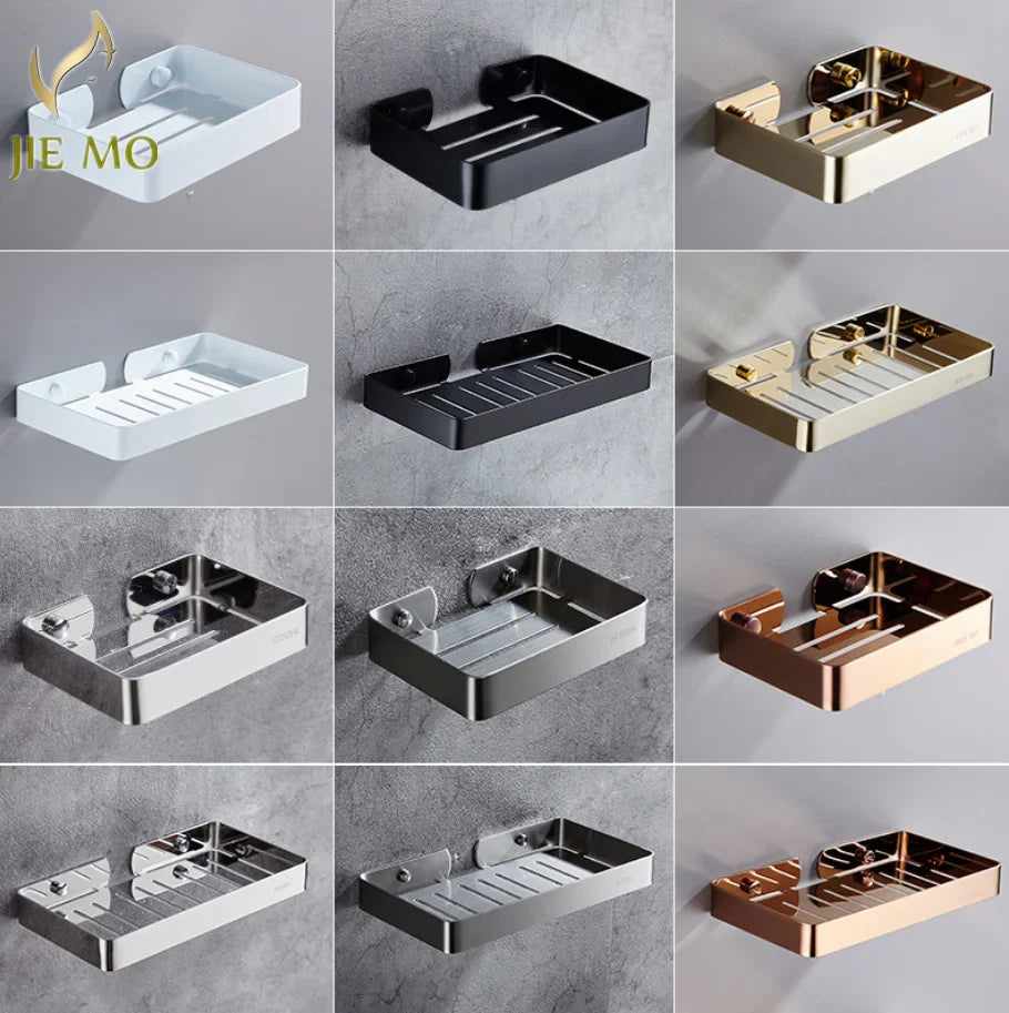 Afralia™ Stainless Steel Bathroom Soap Dish Shelf Wall Mount Storage H