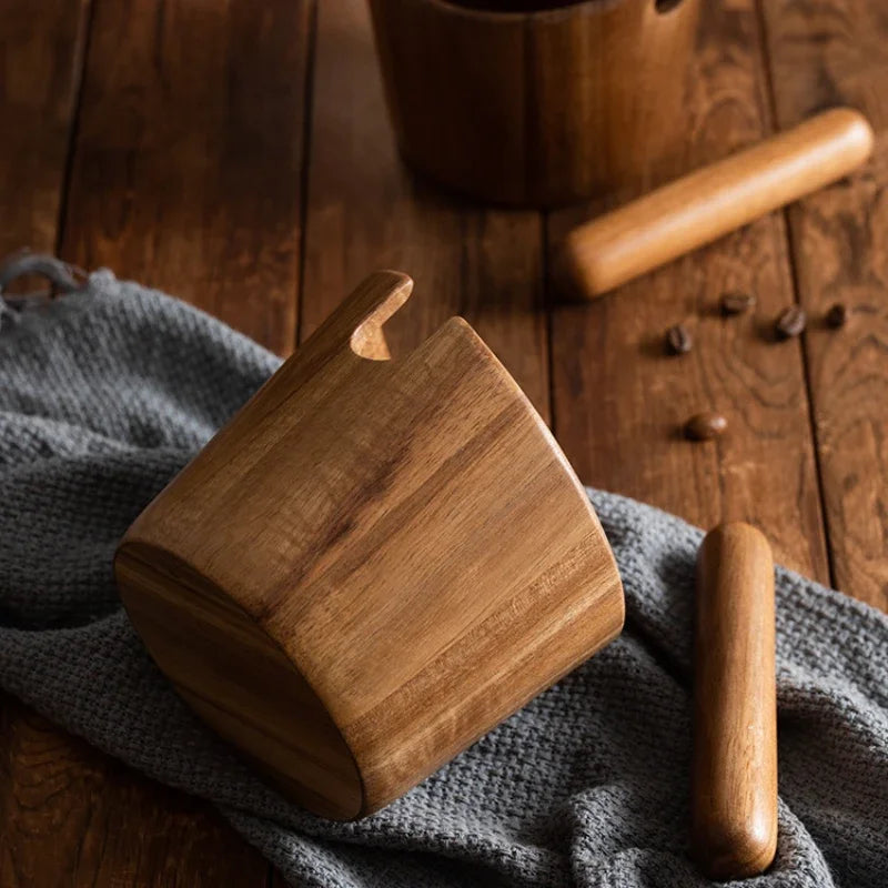 Afralia™ Wood Coffee Grounds Barrel Knock Bucket for Barista, Espresso