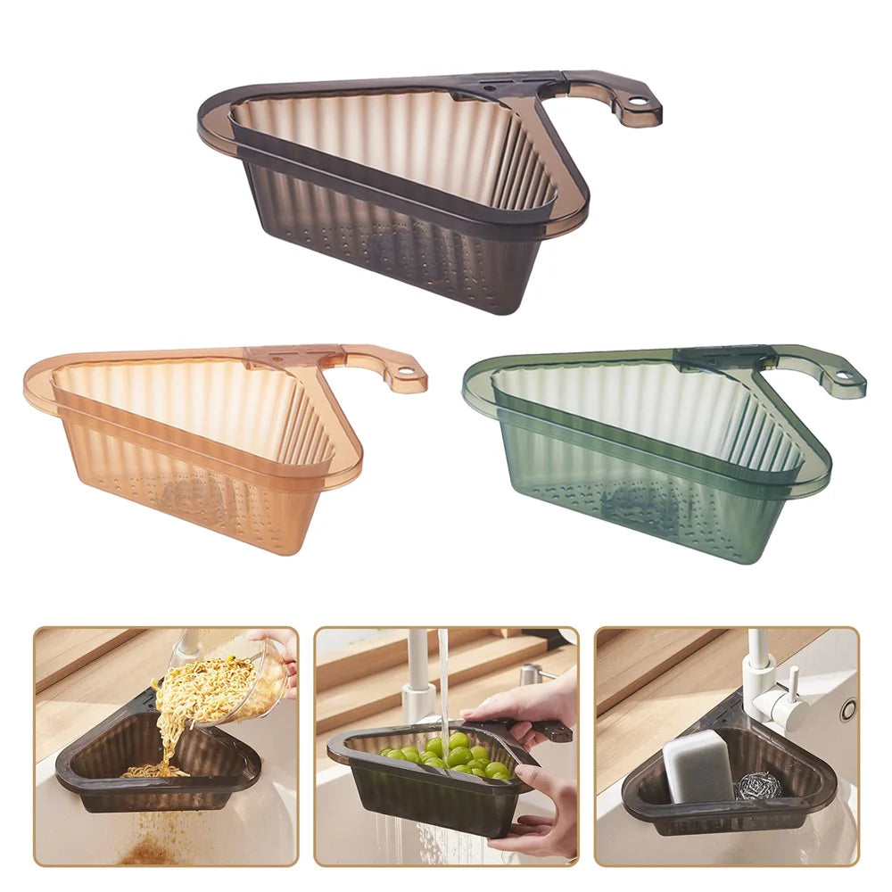 Afralia™ Triangular Sink Strainer Filter Basket Extendable Handle Stor