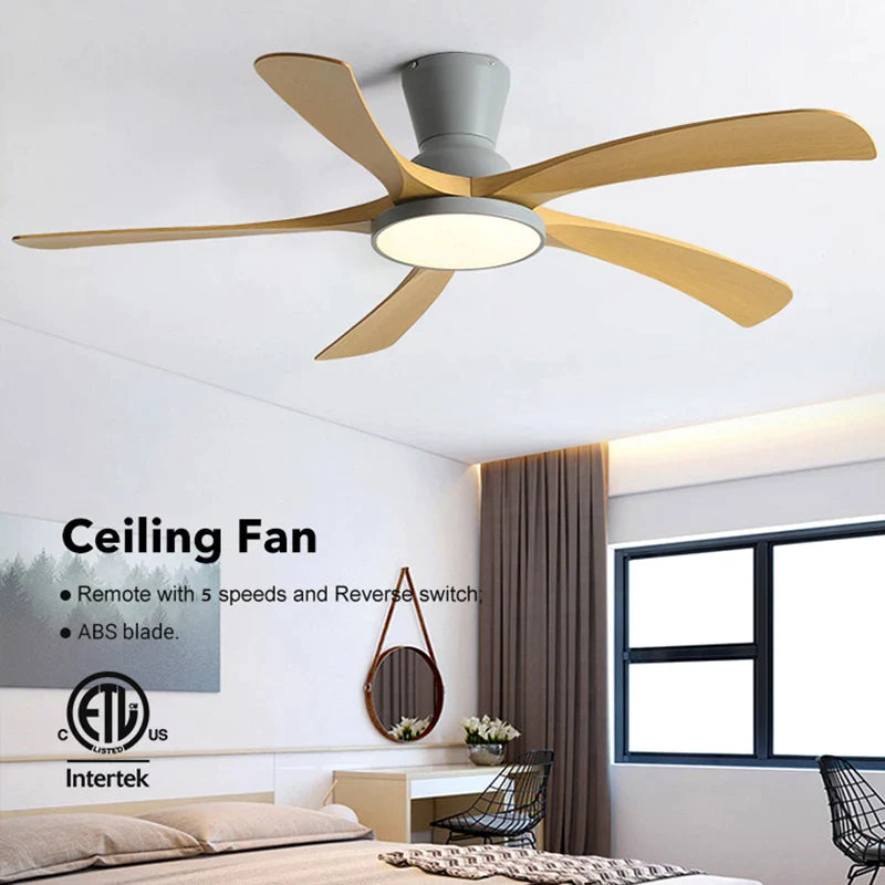 Afralia™ Modern Black Low Floor Ceiling Fan Light with DC Remote Contr