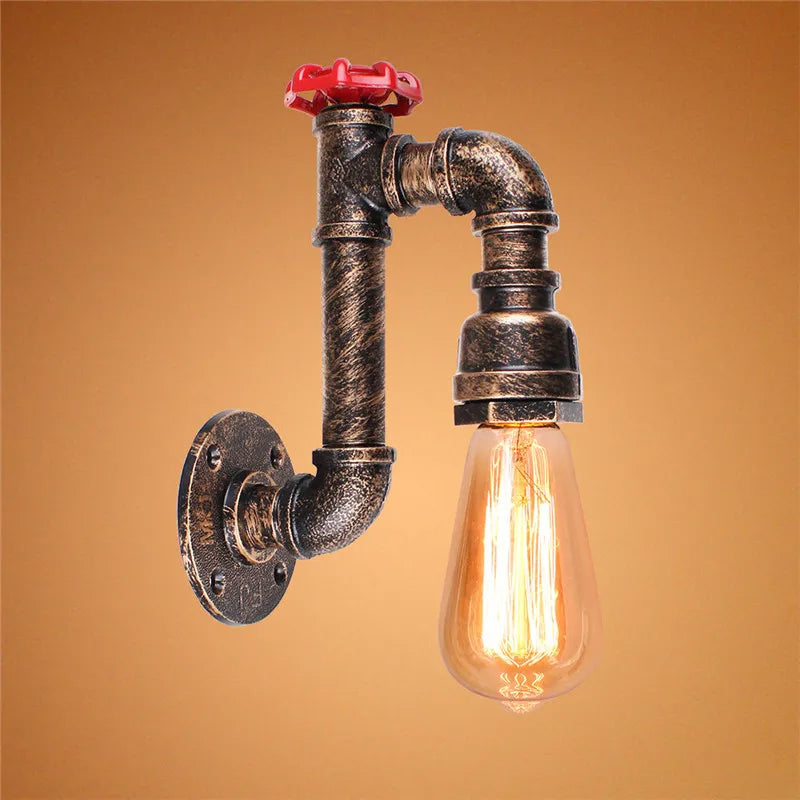 Afralia™ Industrial Water Pipe Wall Light Sconce for Corridor Cafe Bar
